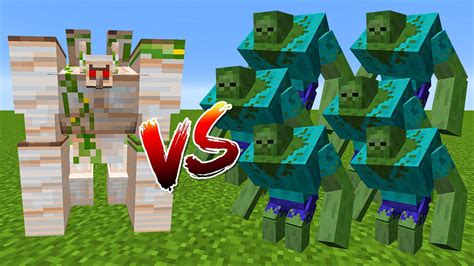 Ultra Mutant Iron Golem Vs Mutant Zombie Army Battle Minecraft Youtube
