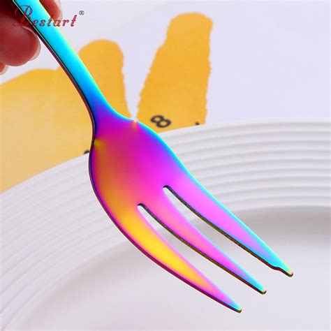 8pcs Cake Forks Stainless Steel Dessert Fork Color Grandado