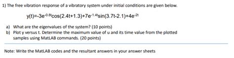 Solved The Free Vibration Response Of A Vibratory System Chegg