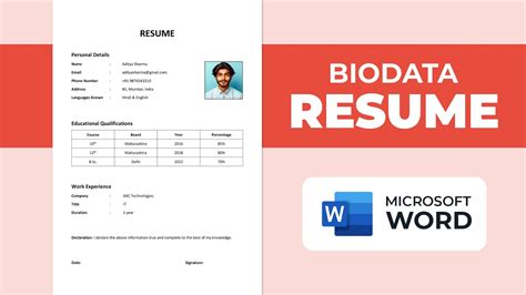How To Make Biodata In Ms Word Biodata Resume Biodata Kaise Banaye