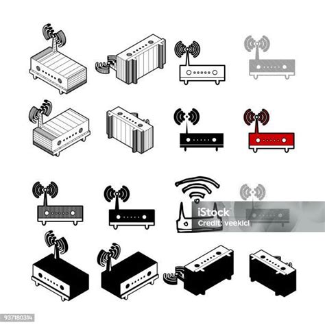 Set Koleksi Vektor Modern Ikon Router Multi Jenis Isometrik 3d Solid