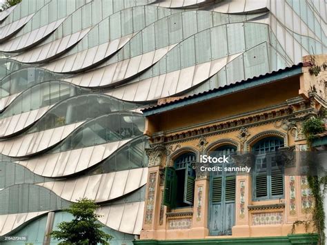 Singapore Little India Modern Architecture Vs Old Architecture Stock
