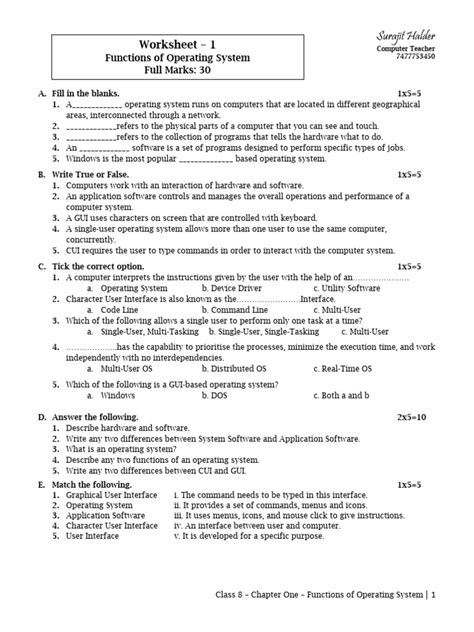 Class 8 Ch1 Exam Pdf Operating System Graphical User Interfaces