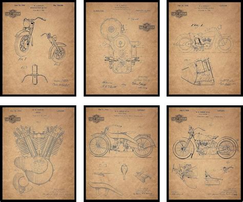 Amazon BigWig Prints Vintage Harley Davidson Motorcycle Patents