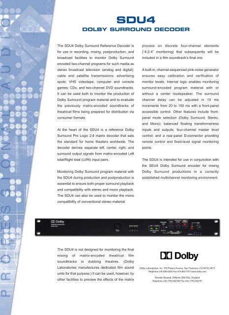SDU Dolby Surround Decoder