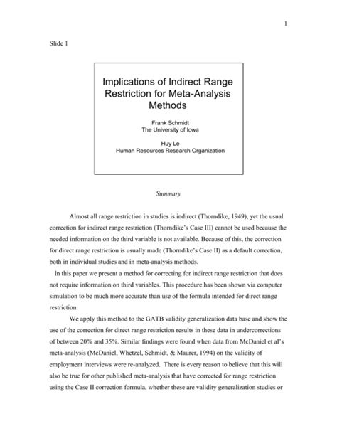 Implications Of Indirect Range Restriction For Meta