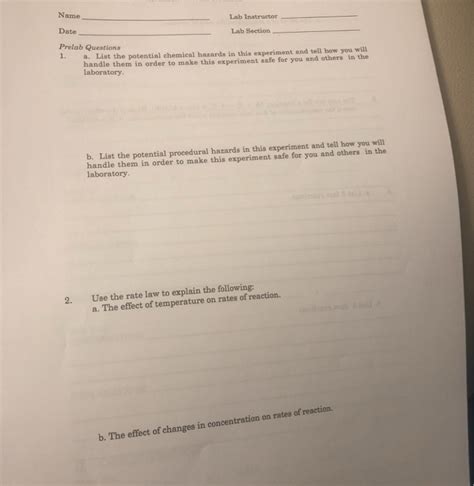 name date prelab questions lab instructor lab section