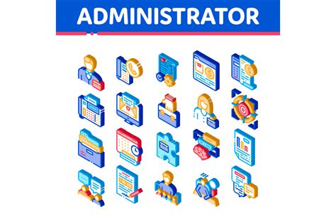 Administrator Business Isometric Icons Set Vector By Pikepicture