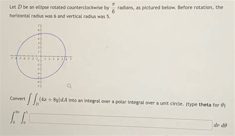 Solved Let D ﻿be An Ellipse Rotated Counterclockwise By π6