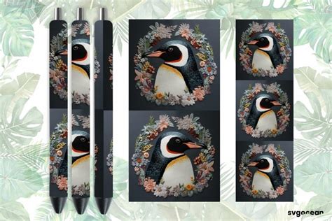 Embroidery Penguin Pen Wraps Sublimation