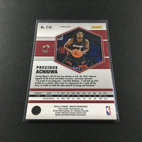 Panini Mosaic Precious Achiuwa Heat Rookie Pink Camo Prizm RC EBay