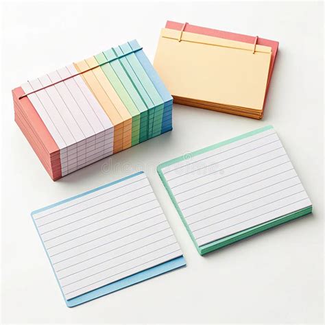 Index Card Set For Organizing Notes On White Background Stock
