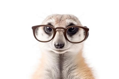 Premium Ai Image A Meerkat Wearing Glasses On A White Background