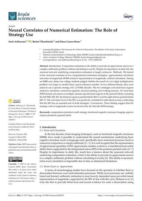 Pdf Neural Correlates Of Numerical Estimation The Role Of Strategy Use