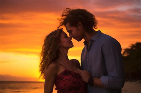 Premium Ai Image Couple In A Romantic Embrace During A Photoshoot