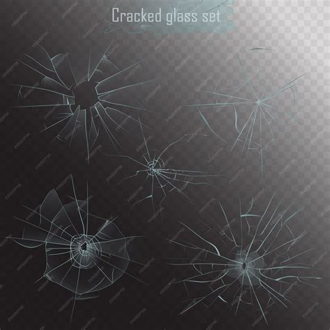 Premium Vector Realistic Broken Glass Cracks Set