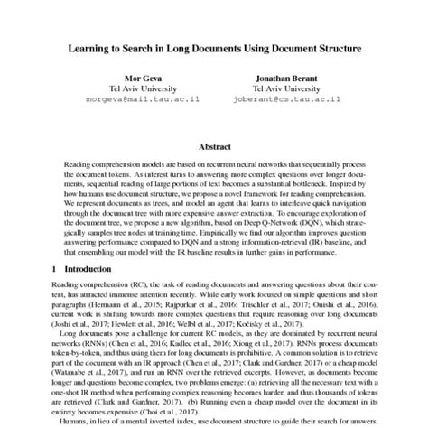 Learning To Search In Long Documents Using Document Structure Acl