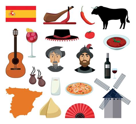 Set Of Spanish Associative Illustrations 9640642 Vector Art At Vecteezy