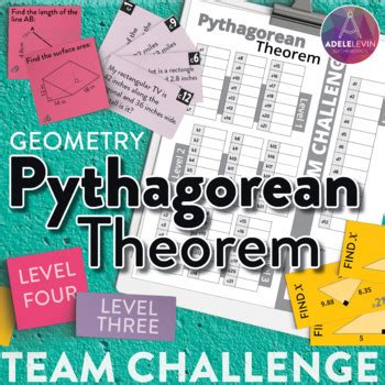 Pythagorean Theorem TEAM CHALLENGE Task Cards By Adele Levin TPT