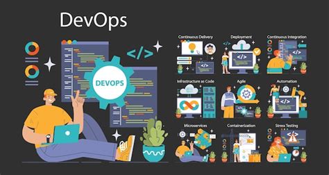 Premium Vector Devops Dark Or Night Mode Set Software Development