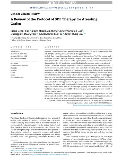 Pdf A Review Of The Protocol Of Sdf Therapy For Arresting Caries