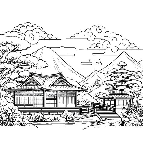 美しい秋の風景 印刷可能ぬりえ無料ダウンロード