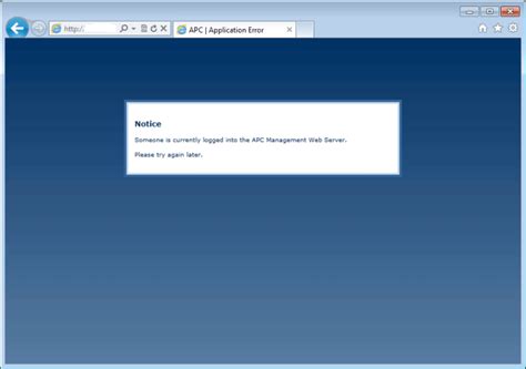 Someone Is Currently Logged Into The Apc Management Web Server
