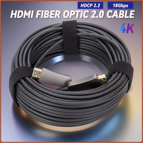 Hdr สายเคเบิลไฟเบอร์ออปติก Hdmi 4k 60hz Hdmi20 18gbps 444 ความเร็ว