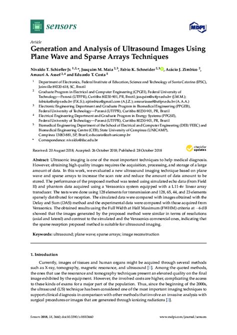 Pdf Generation And Analysis Of Ultrasound Images Using Plane Wave And Sparse Arrays Techniques