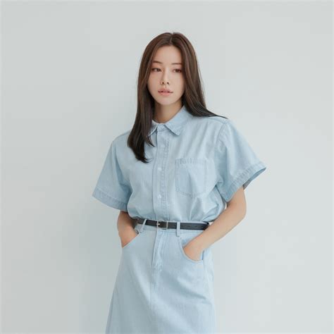 아이디얼타겟 데님 롱 스커트 셋업 셔츠 스커트 Set