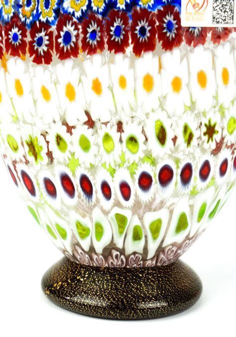 Airone Murrina Millefiori Murano Glass Vase Mosik Made Murano Glass