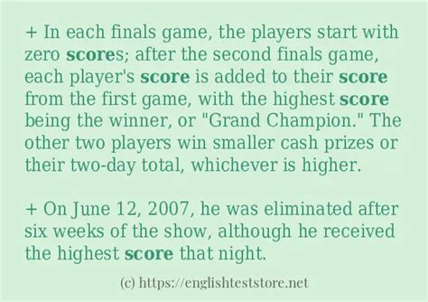 Use In Sentence Of Score Englishteststore Blog