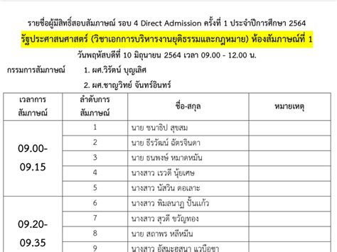 สาขารัฐประศาสนศาสตร์ทำการสัมภาษณ์นักศึกษาใหม่ ภาคปกติ รอบการรับสมัคร 4