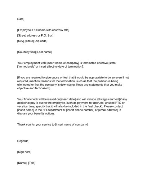 Sample Termination Letter Without Cause ~ Thankyou Letter