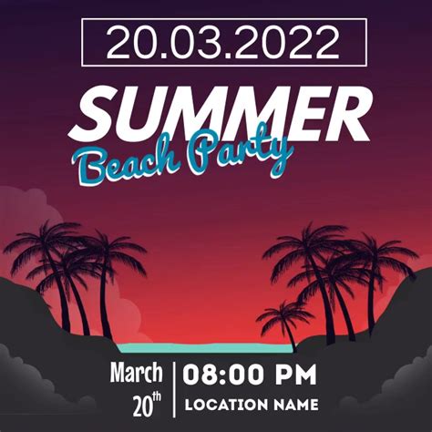 Summer Beach Party Poster Template Postermywall