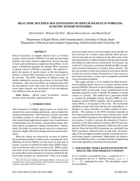 Pdf Real Time Multiple Doa Estimation Of Speech Sources In Wireless