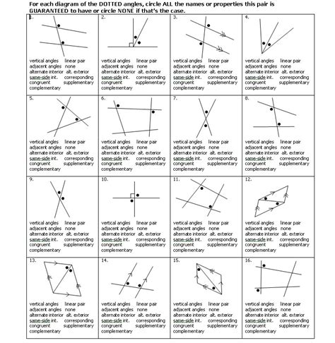 Angle Pairs And Relationships Worksheet