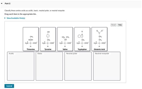 Solved Part Cclassify These Amino Acids As Acidic Basic Chegg