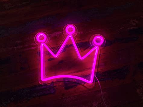 Crown Led Neon Sign Pink Neon Wallpaper Lit Wallpaper Aesthetic
