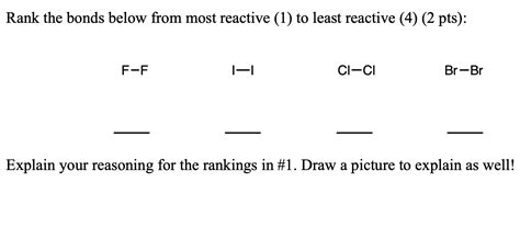 Solved Rank The Bonds Below From Most Reactive 1 To Least