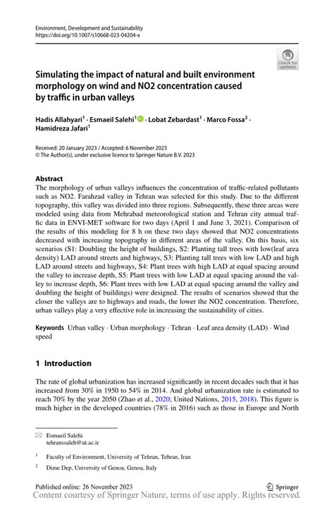 Simulating The Impact Of Natural And Built Environment Morphology On