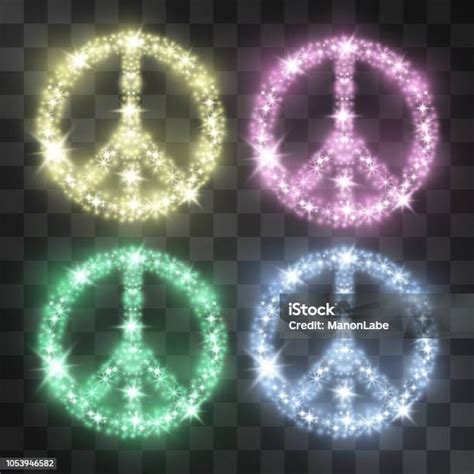 태평양 히피 투명 한 배경에 빛을 빛나는 반짝임에 로그인 합니다 벡터 로고 간판 배너 포스터에 대 한 설정입니다 고급 스러운 배지 설정합니다 개체 그룹에 대한 스톡 벡터