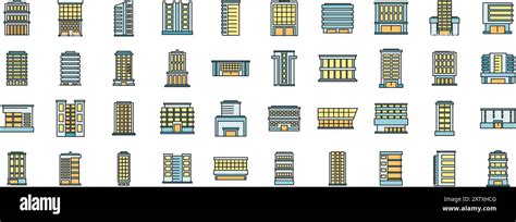 Set Of Simple Icons Representing Various Building Types Ideal For Projects Related To