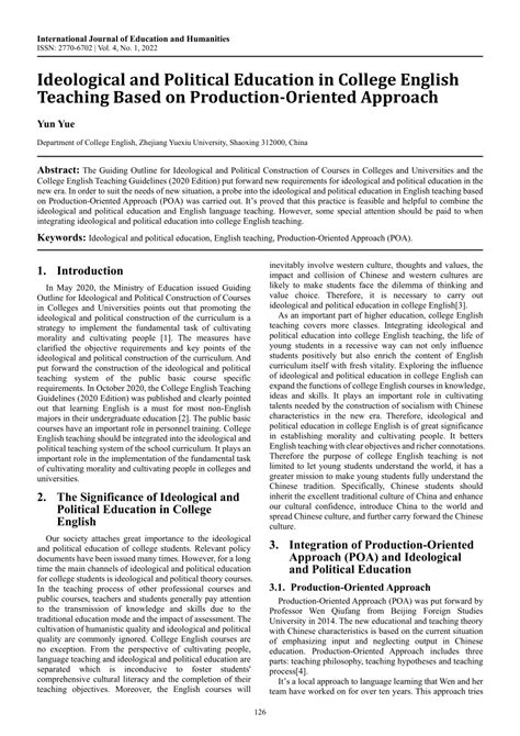 Pdf Ideological And Political Education In College English Teaching Based On Production