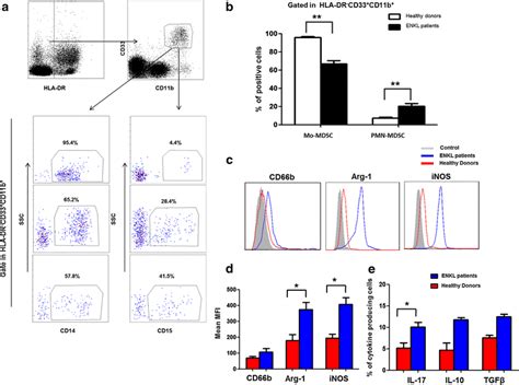 Phenotypes And Cytokine Profiles Of Hla Dr⁻cd33⁺cd11b⁺ Mdscs In