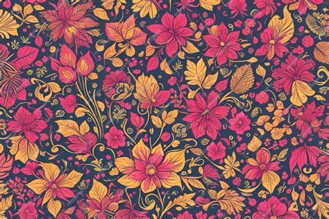 Seamless Leaf Background Simply Colorful Design With Flower Floral