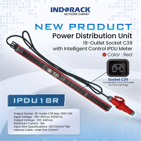 Jual Indorack Smart Pdu 18 Outlet C39 C13 And C19 Socket With Headplug