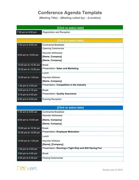Free Printable Conference Agenda Templates Word Excel Ppt 1 2 3 Day