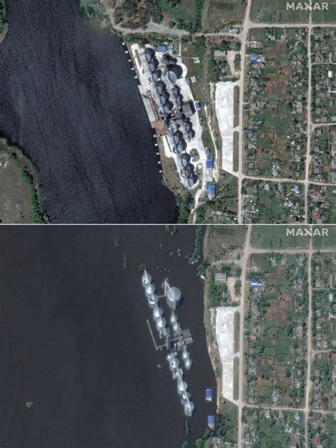 FOTO Imagini din satelit înainte și după distrugerea barajului de la