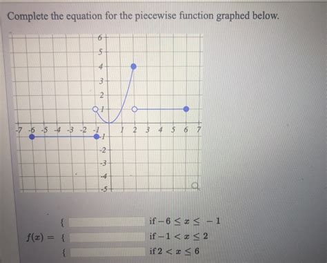Solved Complete The Equation For The Piecewise Function